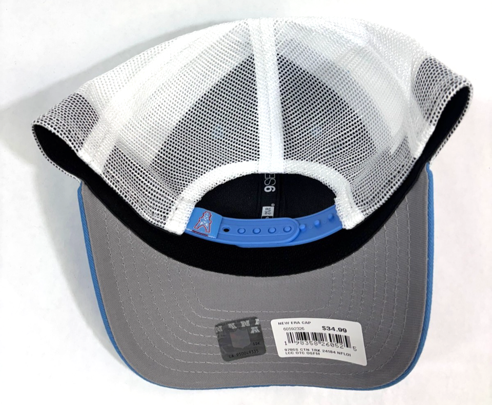 Houston Oilers NFL NE Stretch-Snap Snapback Trucker Hat~ Light Blue ...