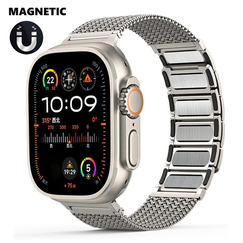 Stainless Steel Magnetic Loop Strap For Apple Watch Ultra 2 9 8 7 6 5 ...
