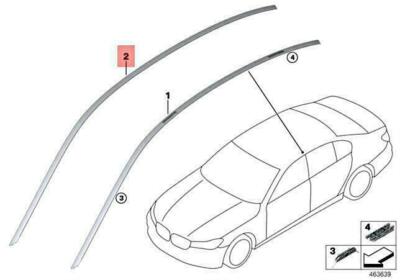 BMW ALPINA B7 G12 725LD ROOF MOULDING PRIME COATED LEFT 51137410315 NO ...