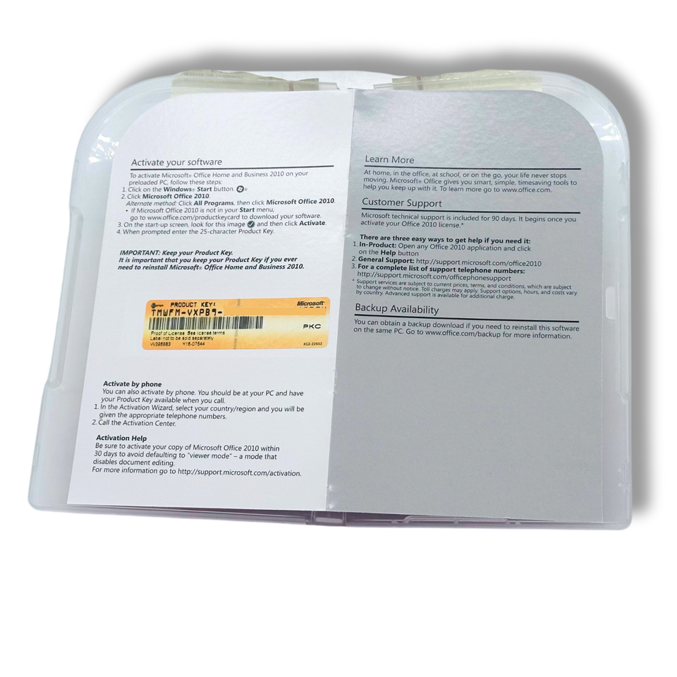 Microsoft Windows Office Home & Business 2010 *PRODUCT KEY CARD ONLY ...