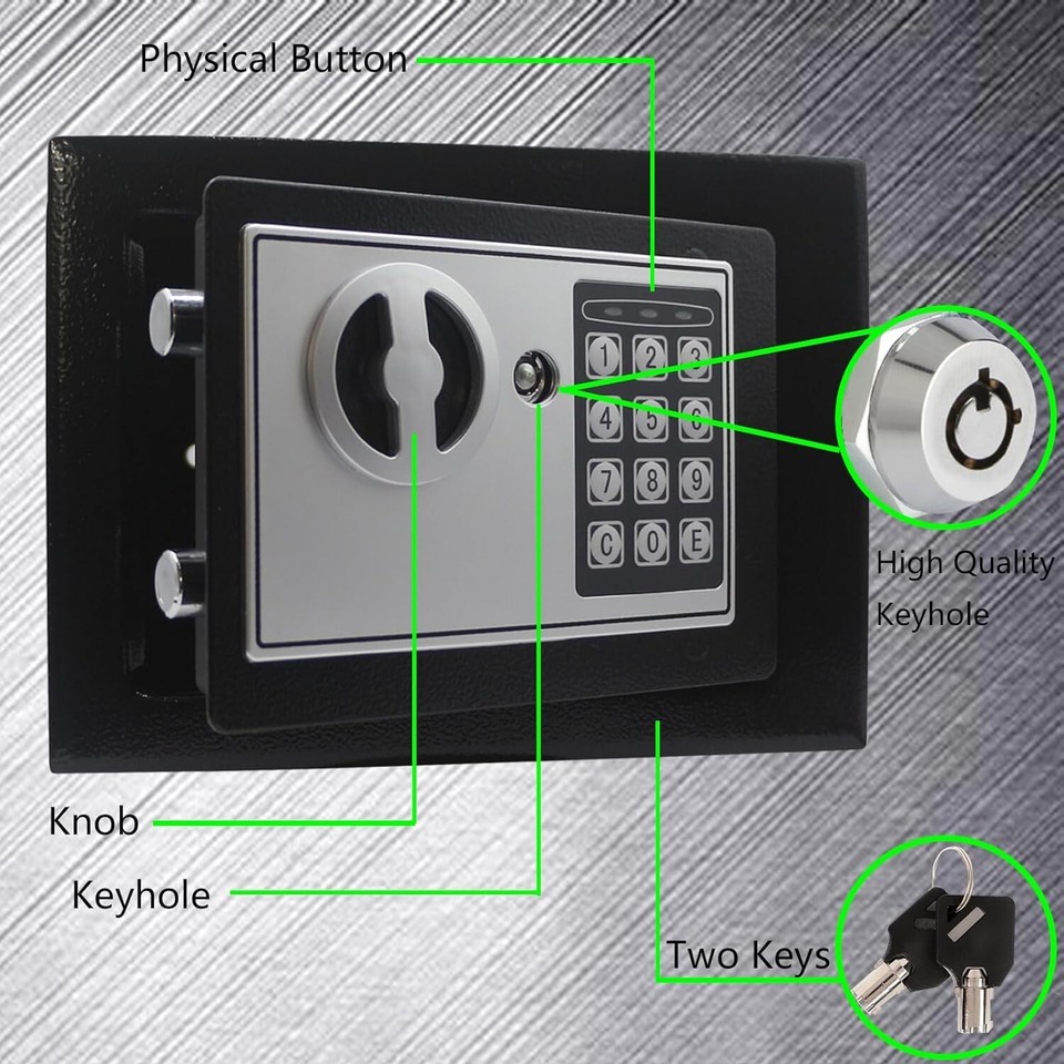 Key and Electronic Security Safe Box Digital Deposit Box for Home ...