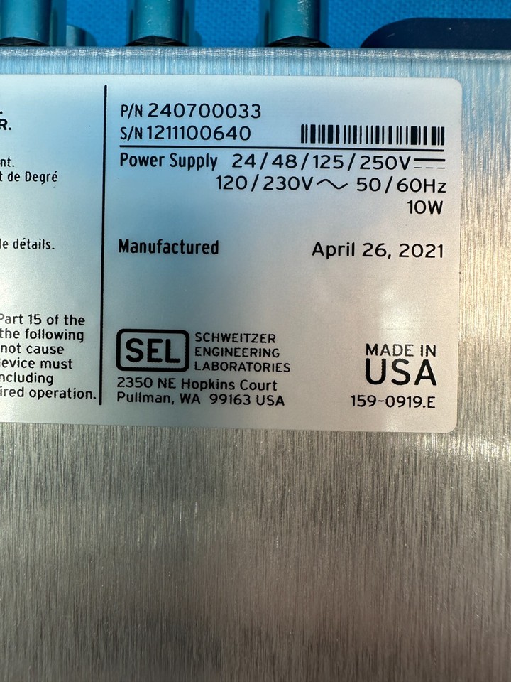 Schweitzer Engineering SEL-2407 Satellite Synchronized Clock 240700033 ...