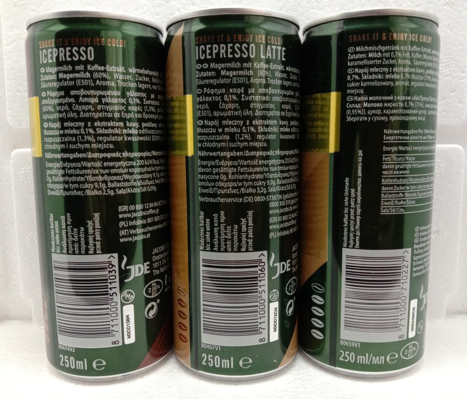 Empty Cans JACOBS ICEPRESSO Milk Drink With Coffee 250ml Netherlands ...