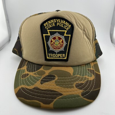 Vtg Pennsylvania State Trooper Trucker Patch Hat Cap Camo | eBay