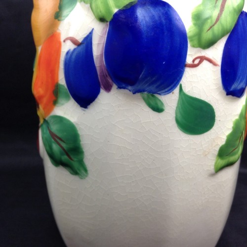 Czechoslovakia Bern .75 lt Pottery Creamer Pitcher Vtg White Blue Fruit ...