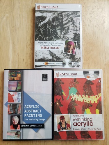 Set of 3 Acrylic Painting Instruction DVDs Merle Rosen Virginia Cobb ...