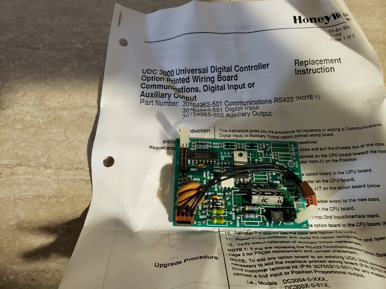 HONEYWELL 30754965-501 UDC 3000 DIGITAL INPUT PWA KIT | eBay