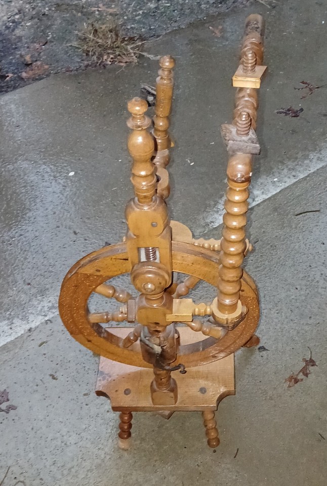 Antique Small Primitive Wooden Upright Spinning Wheel - 30" Tall | eBay