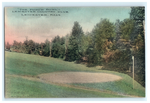 The Punch Bowl Golf Course Leicester MA Country Club Hand Colored Early ...