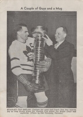 1947 Maple Leafs Stanley Cup Syl Apps Hap Day NHL Hockey 1940s Page 5x7 ...