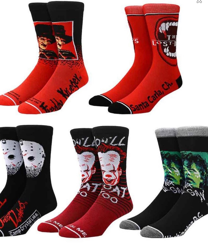 Horror Icons Crew Sock 5-Pair Set Jason Freddy Krueger, Lost Boys ...