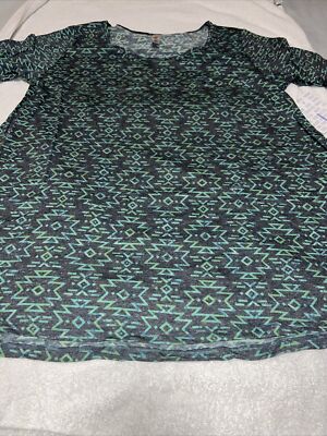 Lularoe Perfect T Gray Green Shapes Tribal Aztec Large 16/20 Tunic ...