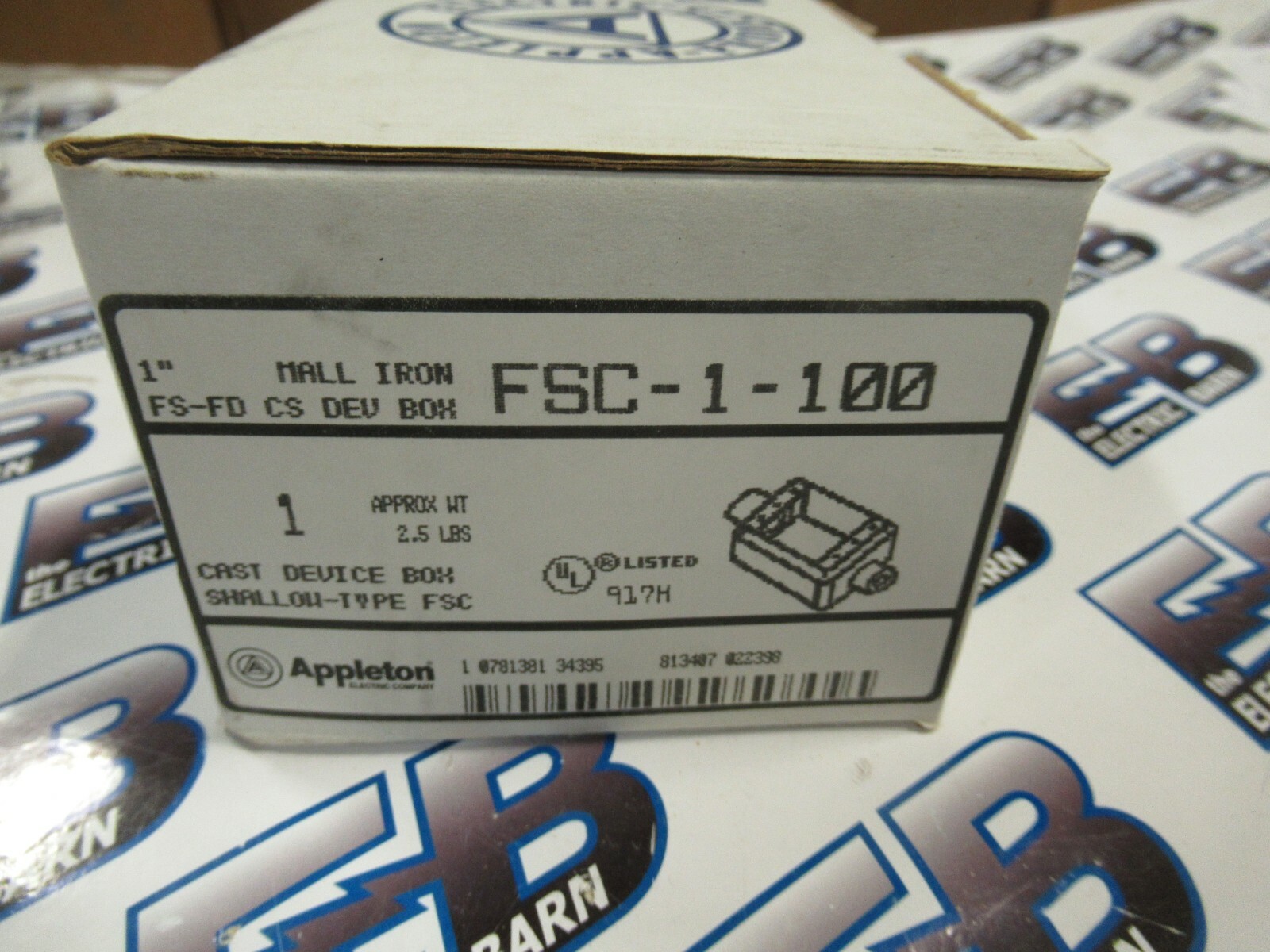 Appleton FSC-1-100, 1" Malleable Iron 1 Gang , Shallow Cast Device Box ...