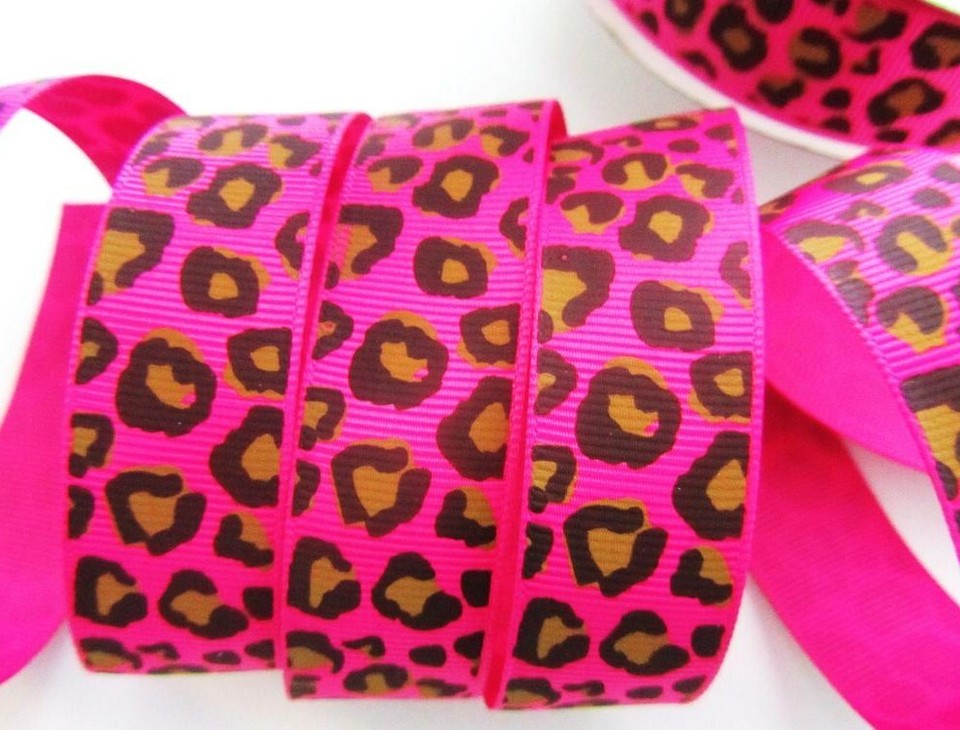 10 yards Color Leopard Wild Print Animal 7/8" Grosgrain Ribbon R158 ...
