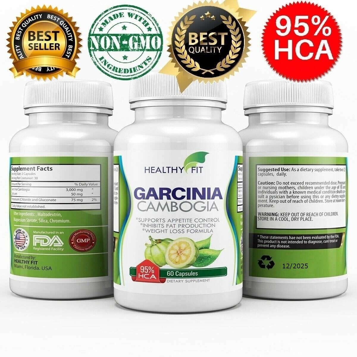 2 Pack GARCINIA CAMBOGIA 95% HCA 3000mg Daily Weight Loss Diet Pills ...