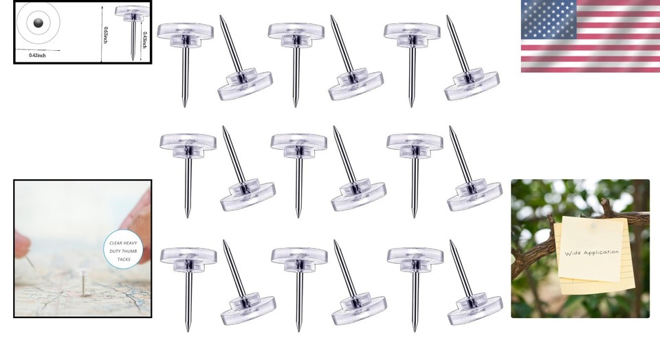 Durable 150 Count Clear Push Pins - Ideal for Cork Boards & Wall ...