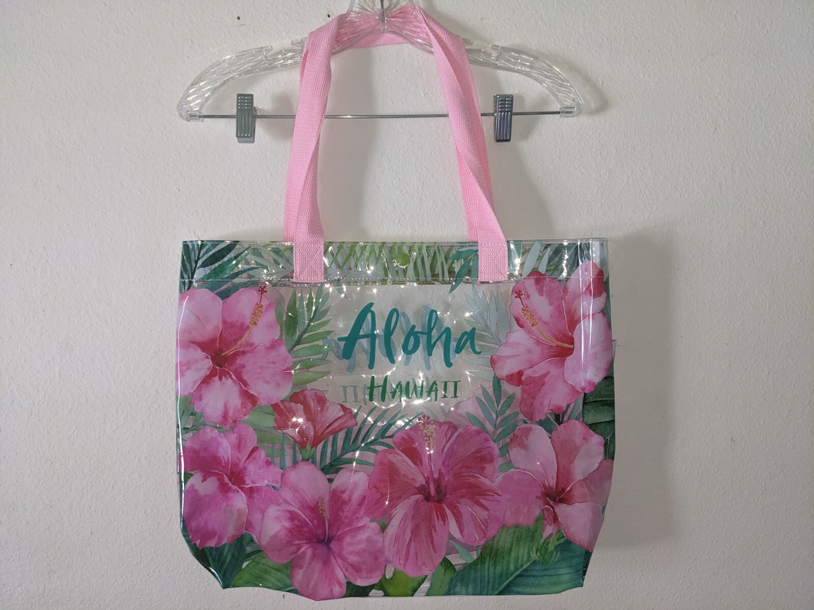 Island Crew Hawaii Tote Bag Aloha NWOT Floral Hibiscus Print Clear ...