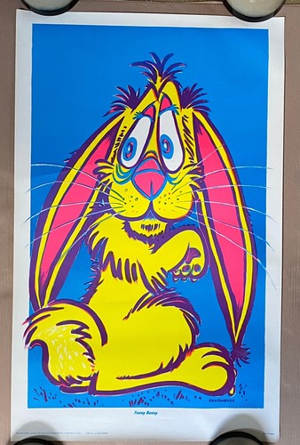 Funny Bunny Poster Original Vintage Blacklight Wespac 1969 Headshop ...