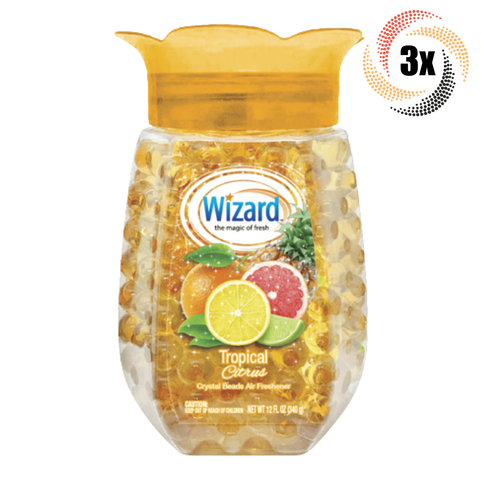 3x Jars Wizard Tropical Citrus Scent Air Freshener Crystal Beads | 12oz ...