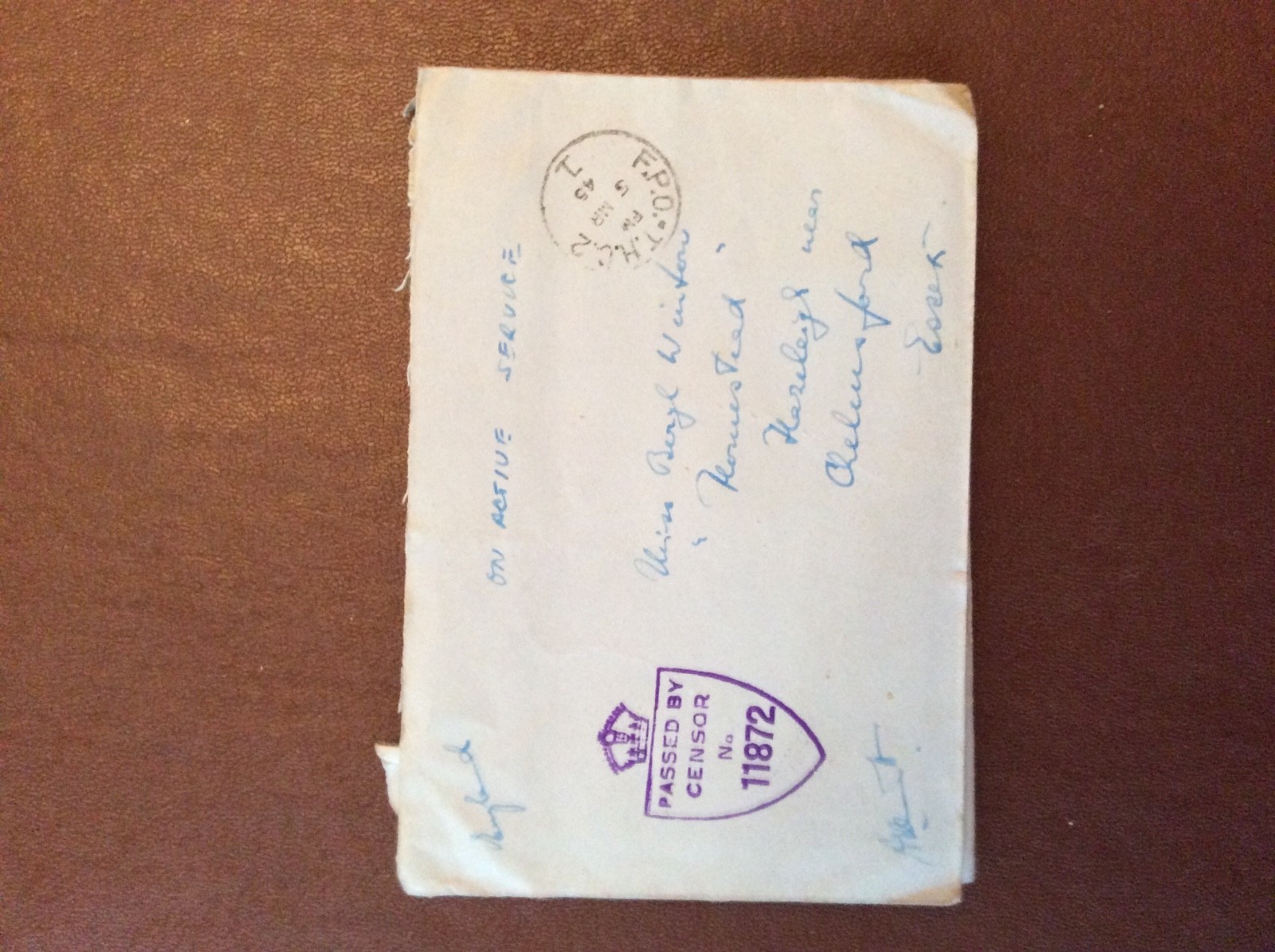 F1m Ephemera ww2 letter envelope on active service March 5th 1945 | eBay UK