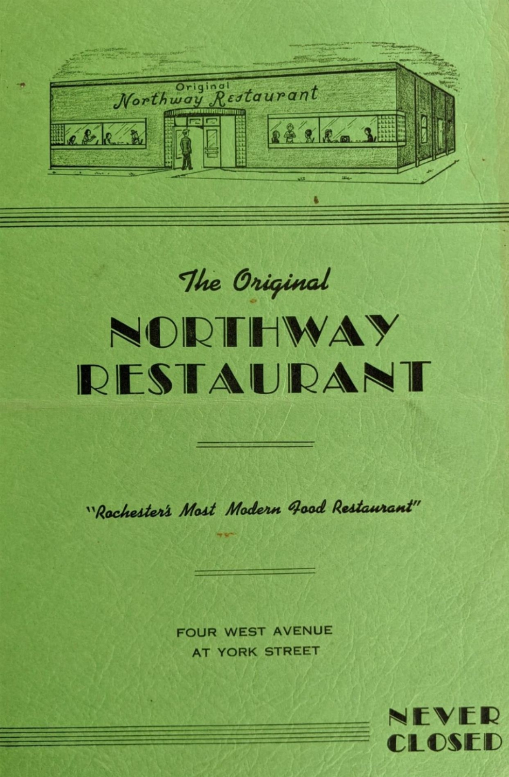 1940's The Original Northway Restaurant Vintage Menu Rochester New York ...