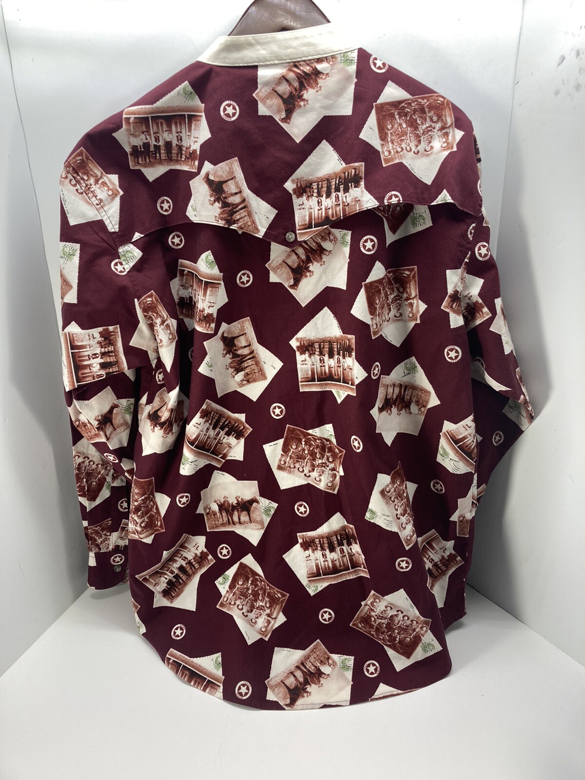 Vtg Texas ranger banded collar Western All Over Print… - Gem