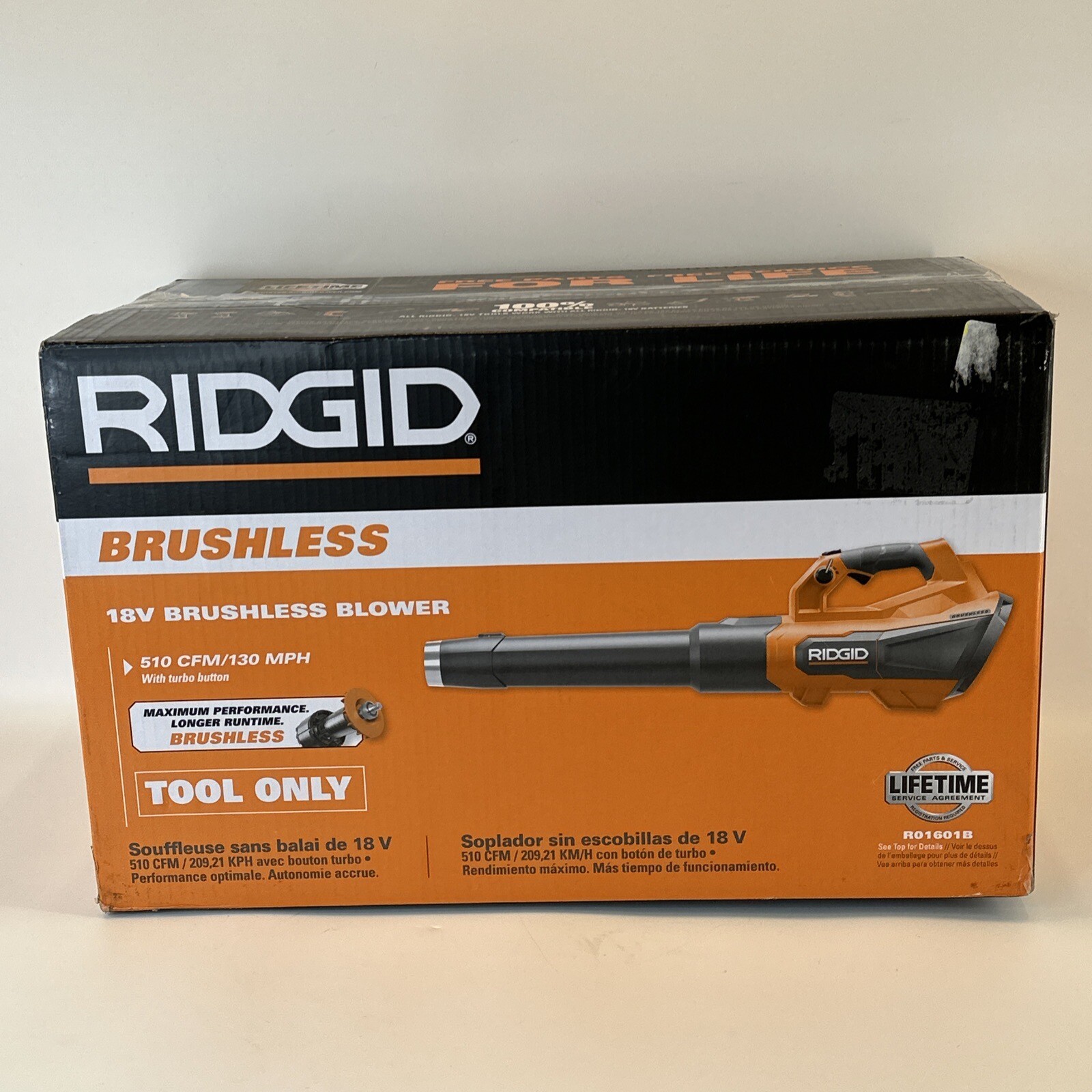 RIDGID Handheld Leaf Blower 18 V R01601B Brushless Cordless Tool Only ...