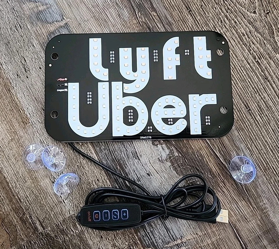 LED Car Light Sign – Rideshare Windshield App Indicator w Mounts USB ...