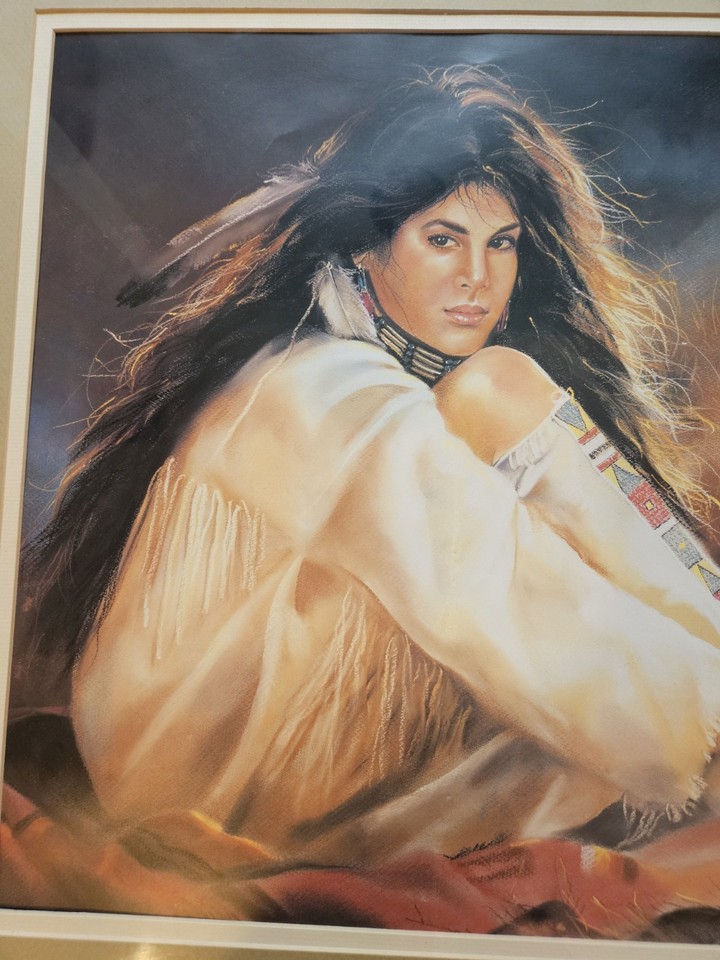 Maija Night Spirits Woman with Fire Native American Signed Framed Print ...
