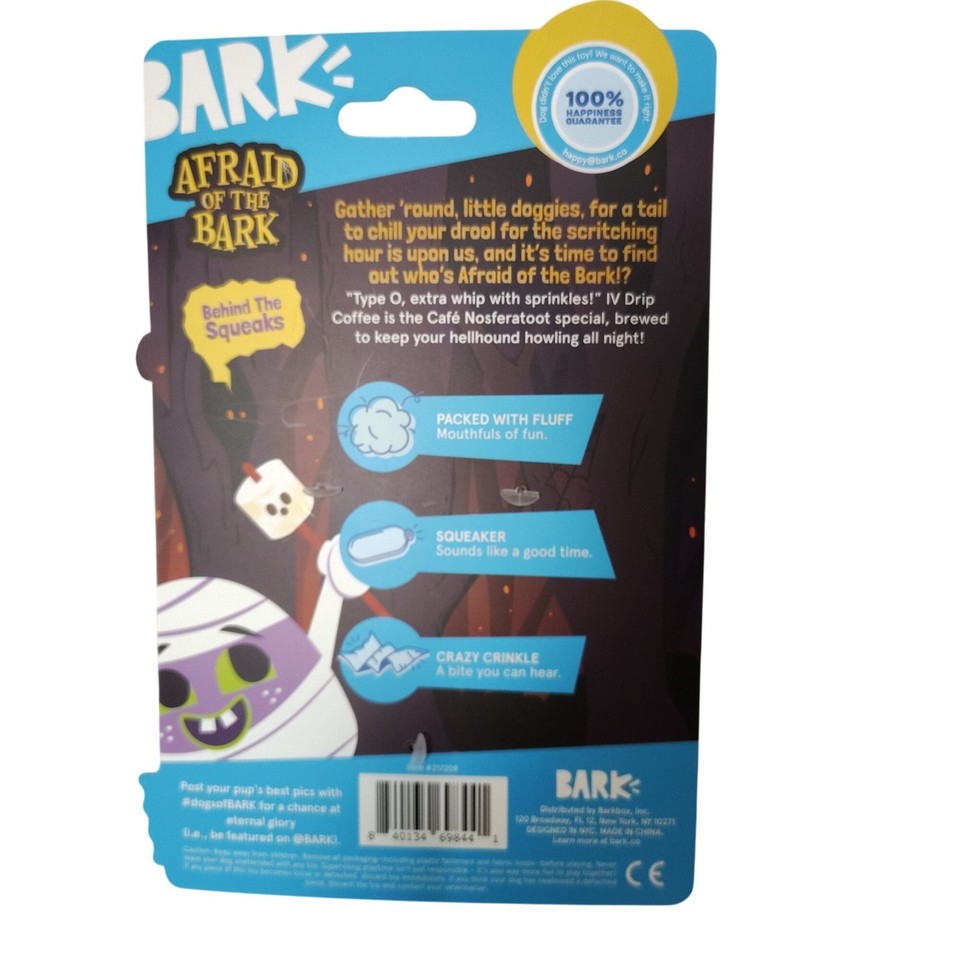 BARK Cafe Nosferatoot Squeaky All Size Dog Toy IV Drip Coffee Design | eBay
