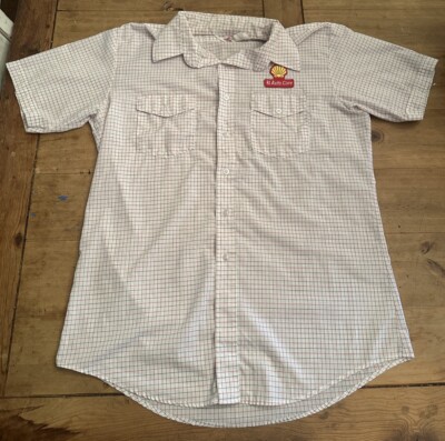 Vintage Shell Gas Oil Auto Care Unitog Button Up Work Shirt LG 16-16.5 ...