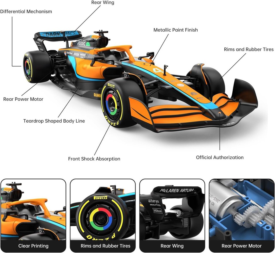Rastar McLaren Formula 1:18 RC F1 MCL36 Lando Norris #4 Remote Control ...