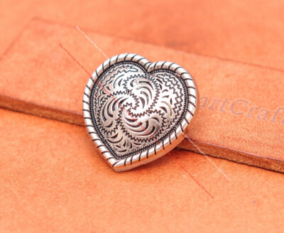 10X Silver Western Flower Carved Rope Side Love Heart Leathercraft Belt ...