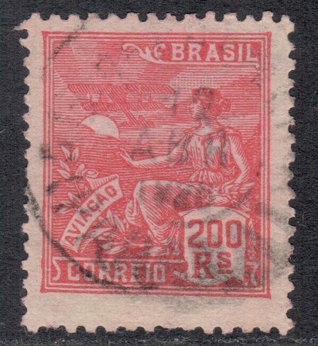 Brazil Stamp Scott 270 Used 200r Rose Aviation Watermark 193 Perf 13 x ...