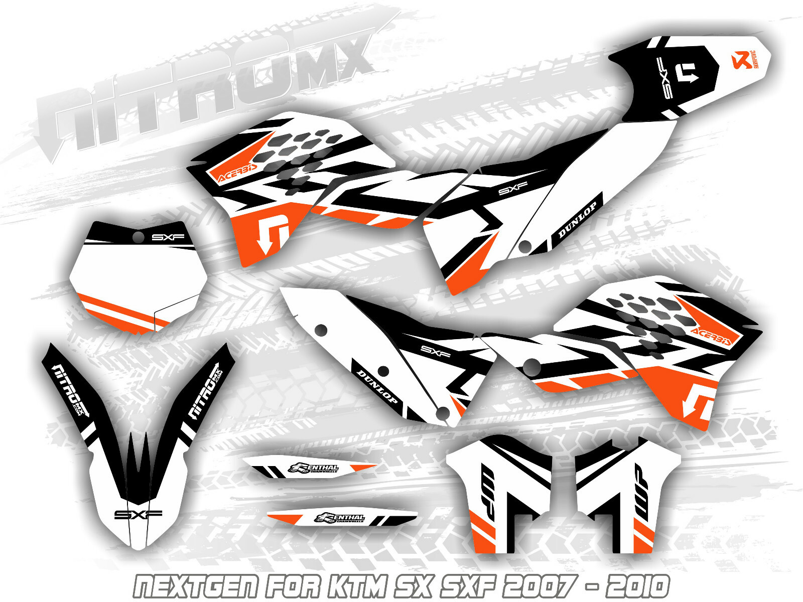 NitroMX Graphic Kit for KTM SX SXF 125 250 450 2007 2008 2009 2010 ...