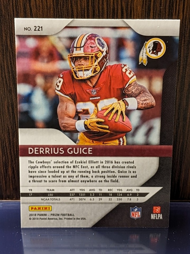 2018 Panini Prizm #221 Derrius Guice Redskins Rookie NM-MT (RC - Rookie ...