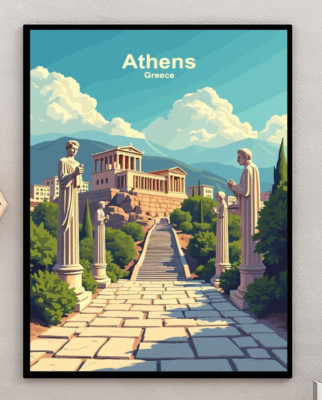 Athens Greece poster, Wall art decor, Athens wall decor, Athenes Greece ...