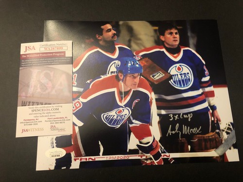 JSA ANDY MOOG AUTOGRAPH 8X10 SIGNED PHOTO EDMONTON OILERS WAYNE GRETZKY ...