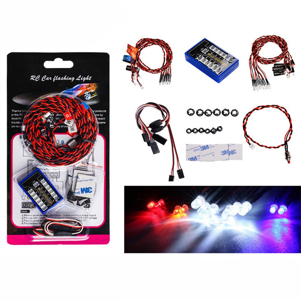 12 Led Light Kit Blinking Headlight System Fits 1:10 Rc Model Car Truck ...