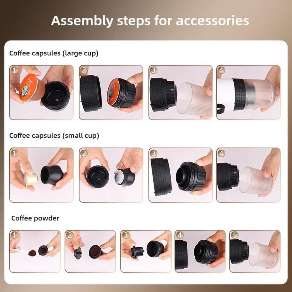 Portable Electric Espresso Machine Mini Travel Coffee Maker Self ...