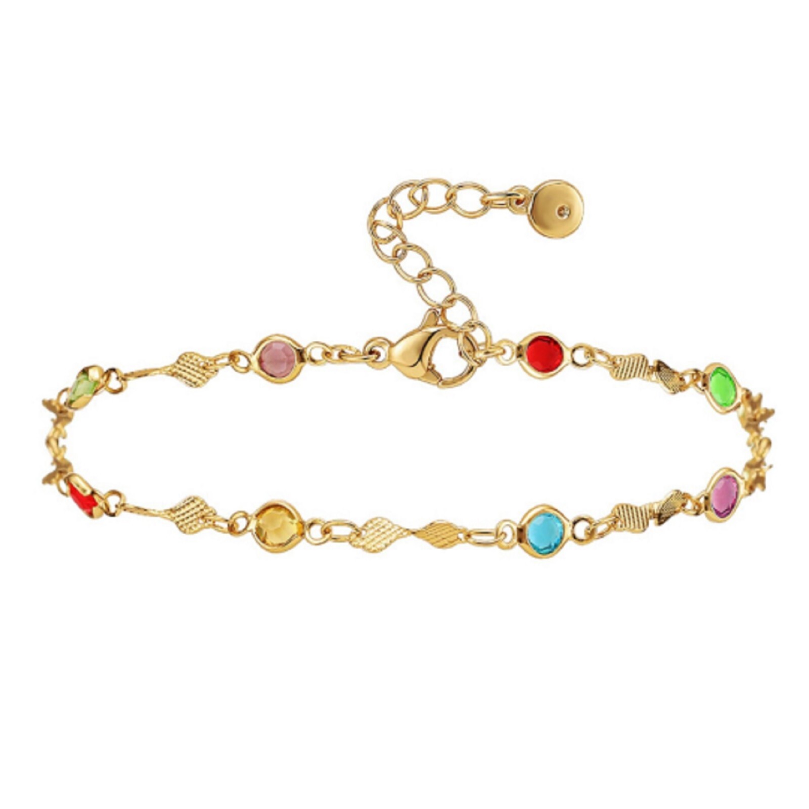 9ct Gold Anklet Multi-colored stone Anklet Foot Chain | eBay UK