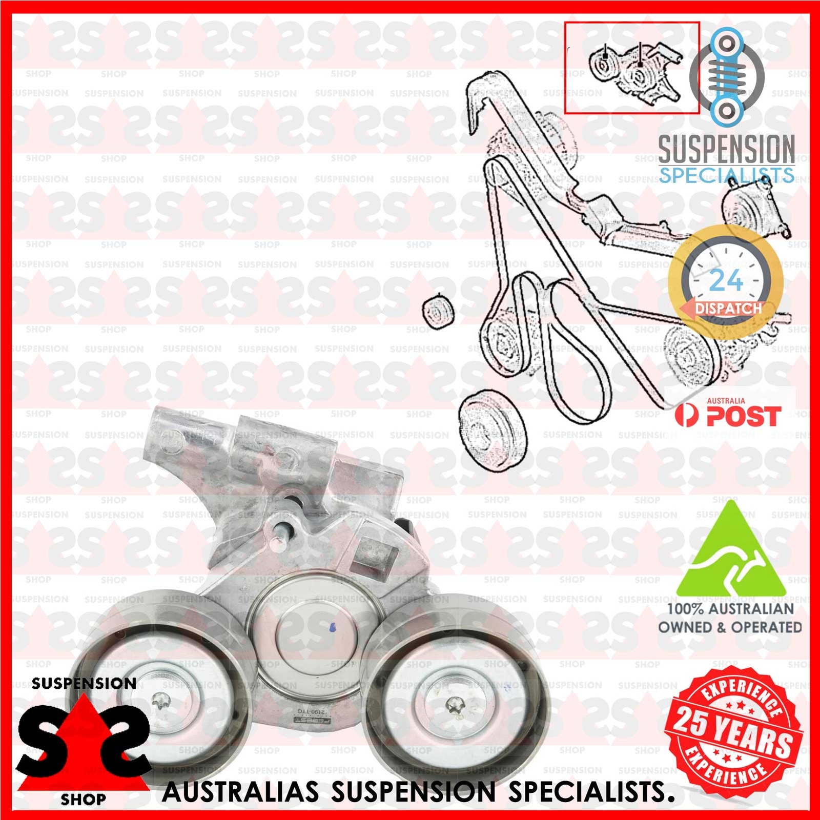 Belt Tensioner, V-Ribbed Belt Suit FORD AUSTRALIA Ranger Platform ...