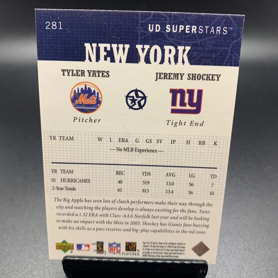 2002-03 UD SuperStars #281 Jeremy Shockey Tyler Yates Dual Rookie ...