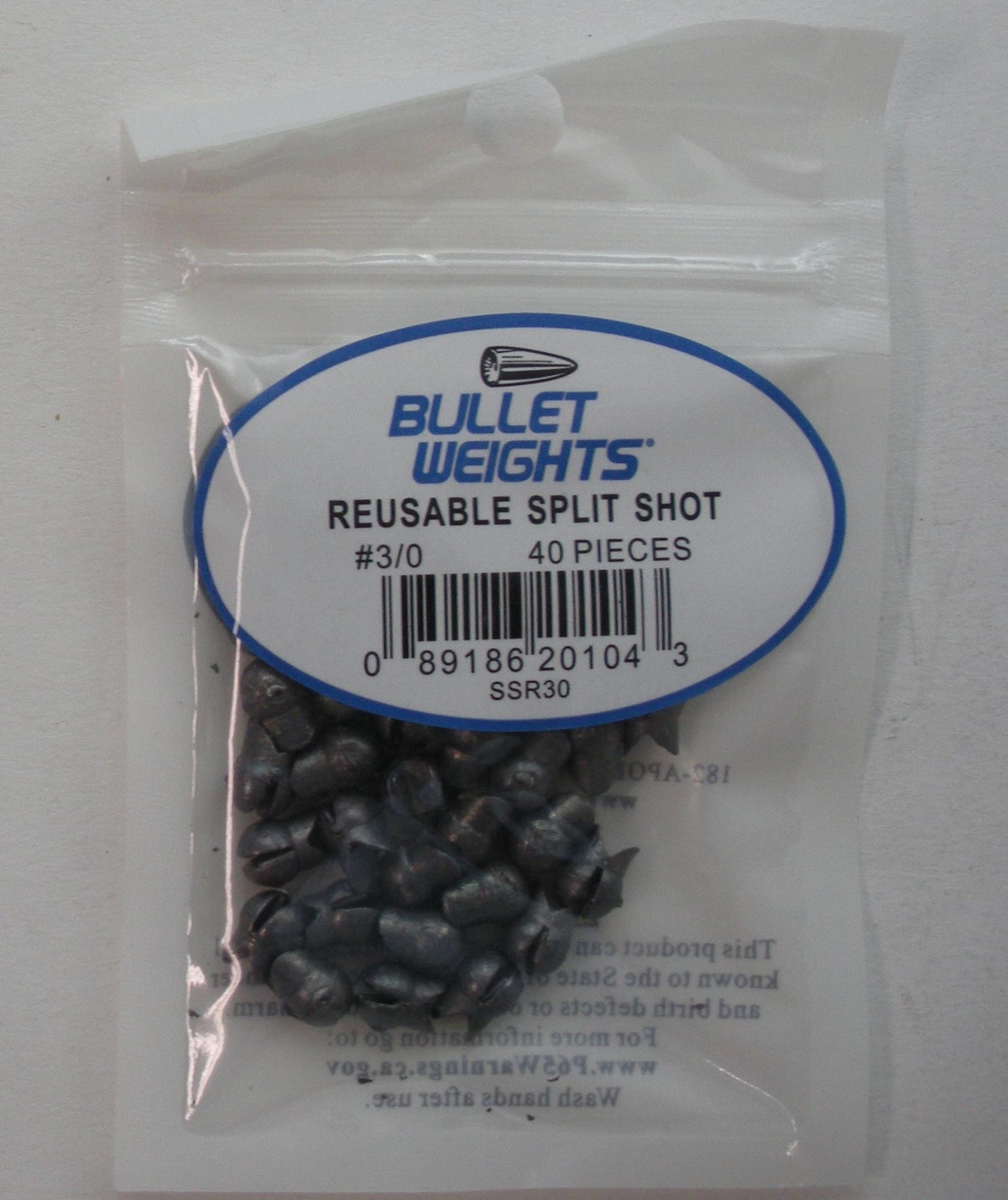 Bullet Weights Reusable Split Shot Size 3/0 40pc for sale online | eBay