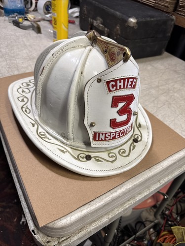 Vintage Chief Inspector Cairns & Brother White Leather Fire Helmet ...