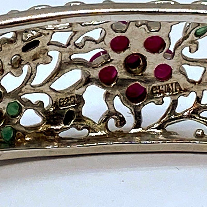 Ross Simons Sterling Silver Multi-Gemstones Filigree Hinged Bracelet 25 ...