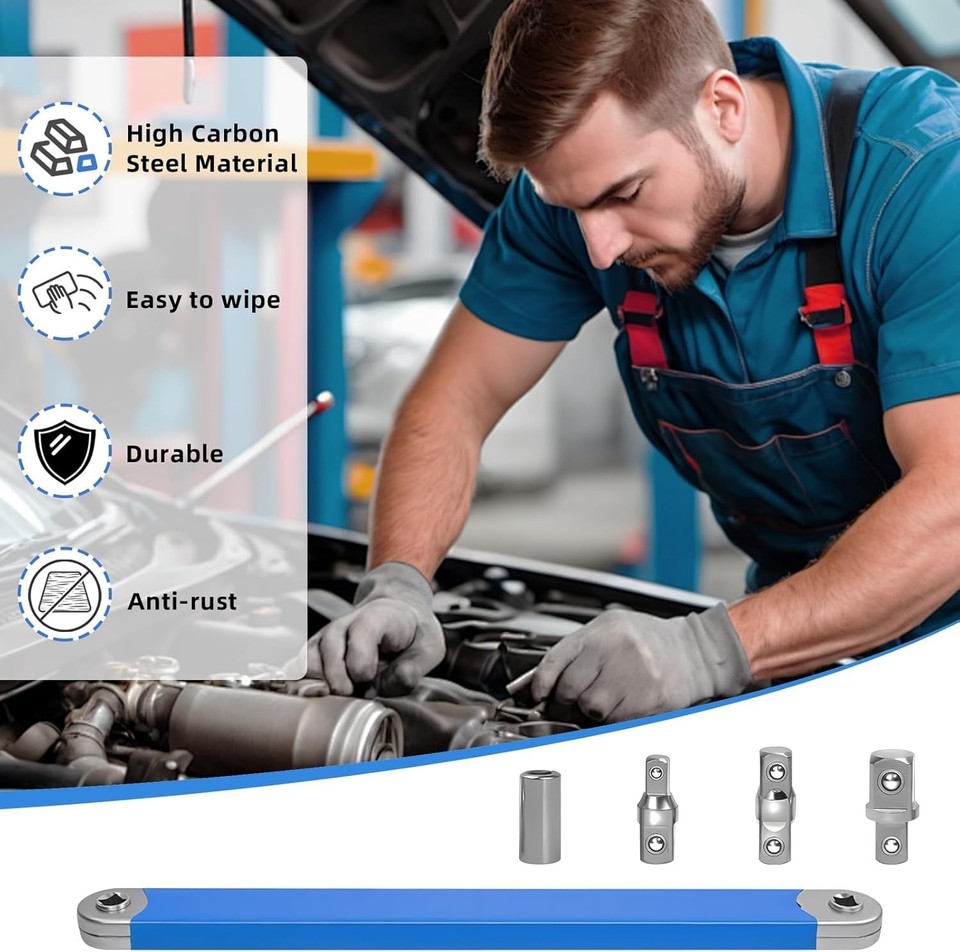 Offset Extension Wrench Set, Impact Ready Socket Wrench Extender Tool ...
