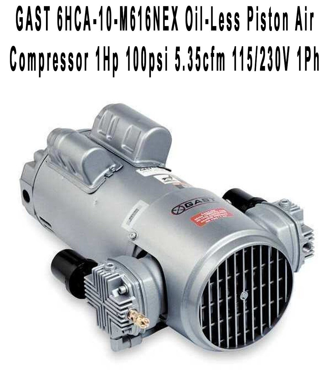 Gast 6hca-10-m616nex Oilless Dual Piston Air Compressor 115/230 Volts ...