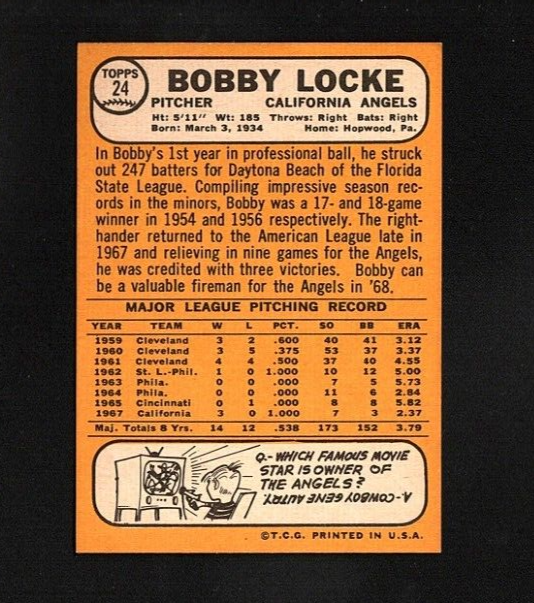 1968 Topps # 24 Bobby Locke Ex-Mt | eBay