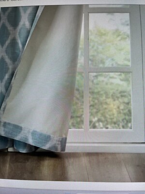 SunSmart Blakesly Printed Ikat Blackout Patio Curtain 100"x84" Blue ...